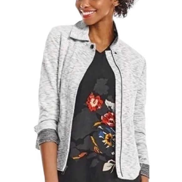 CAbi | Jackets & Coats | Cabi Large 52 Gray Heathered Neo Marled Zip ...